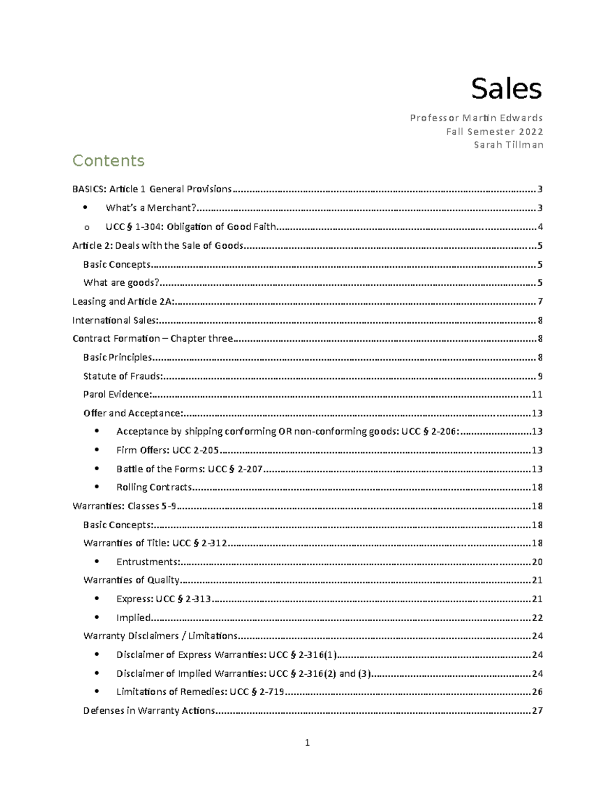 A shortened version of my overall course outline - Sales Sarah Tillman ...