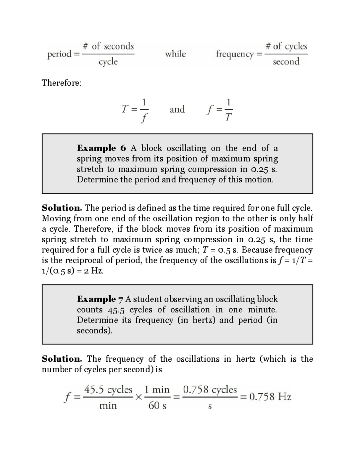 AP PHysics C ch11 SHM - textbook - Therefore: Example 6 A block ...