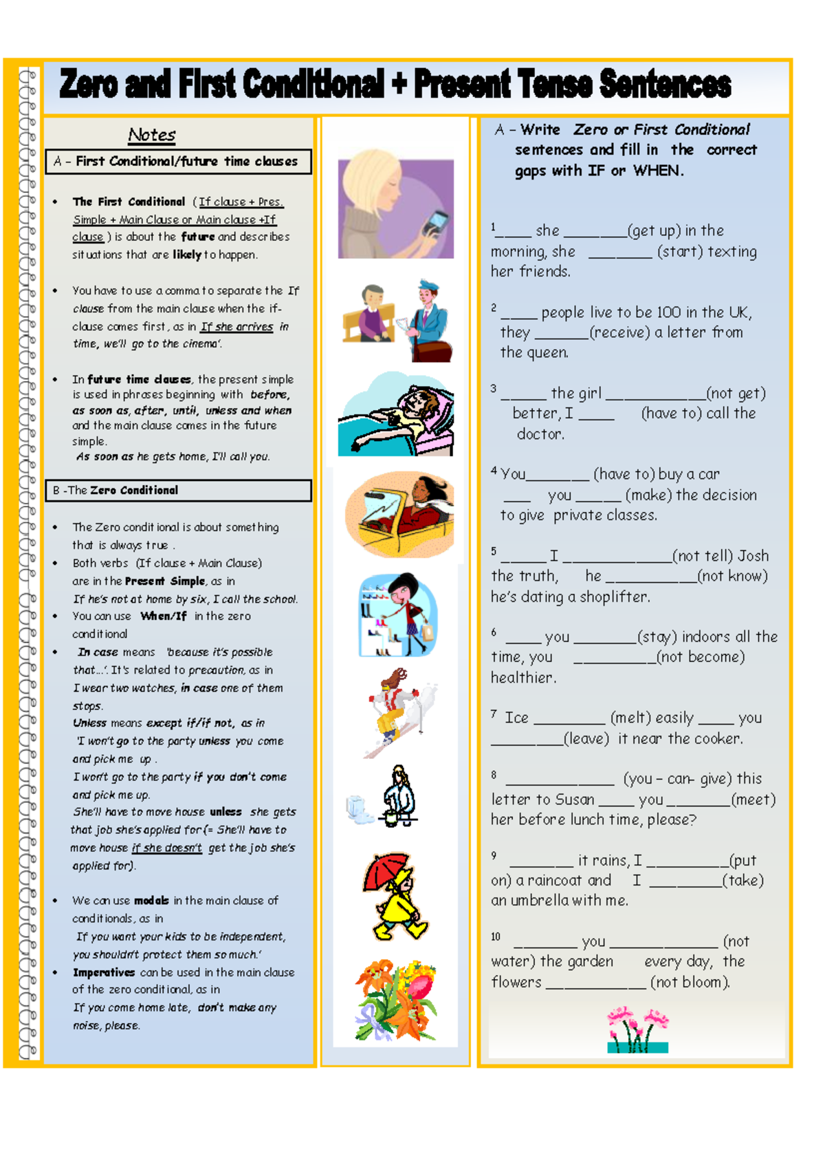 ZERO 1ST COND - ingles - Notes A – First Conditional/future time ...