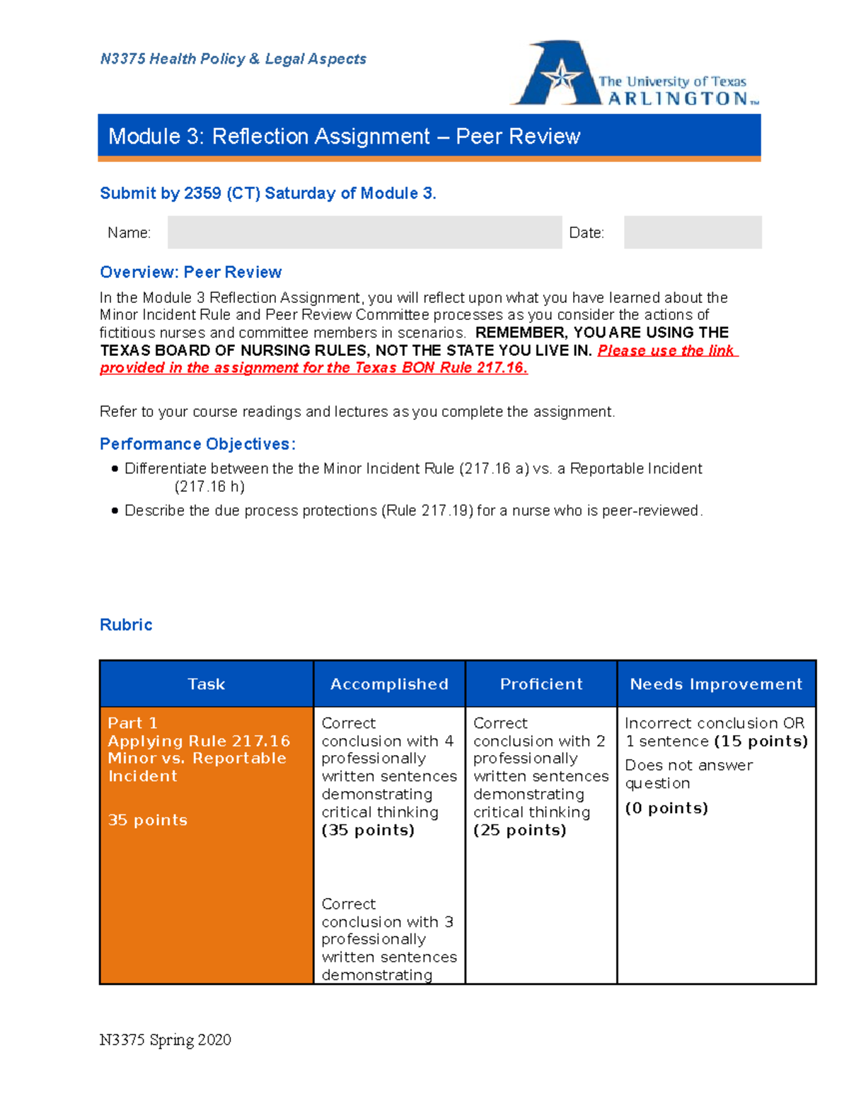 N3375-Module 3 Assignment Updated 2022-1 - Submit by 2359 (CT) Saturday ...