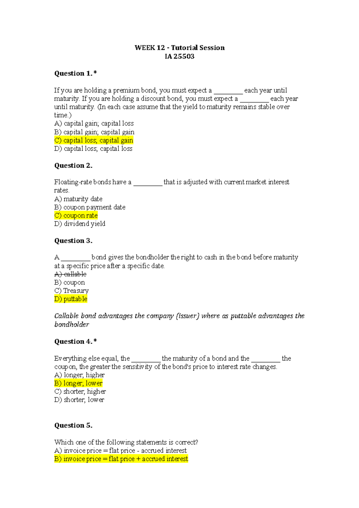 Week 12 - Tutorial Questions - 025503 - Studocu