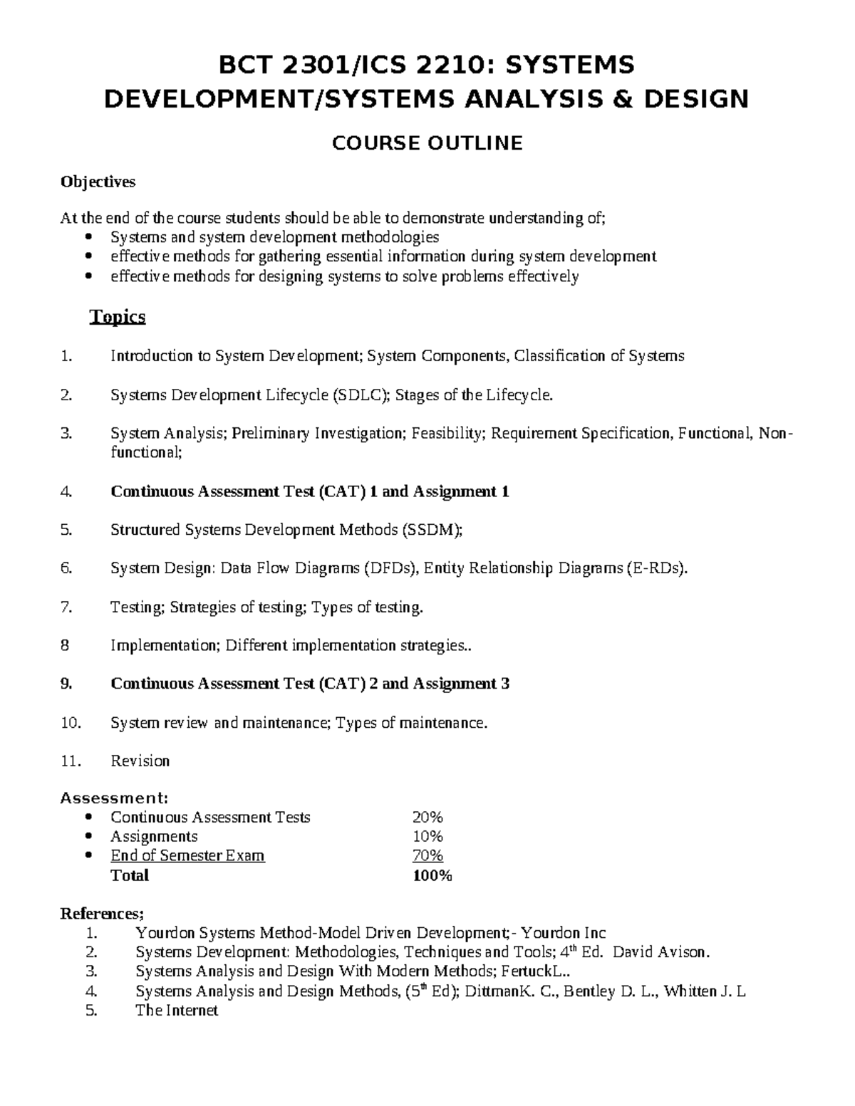 Systems Development (Analysis n Design) 2023 - BCT 2301/ICS 2210: SYSTEMS DEVELOPMENT/SYSTEMS ...