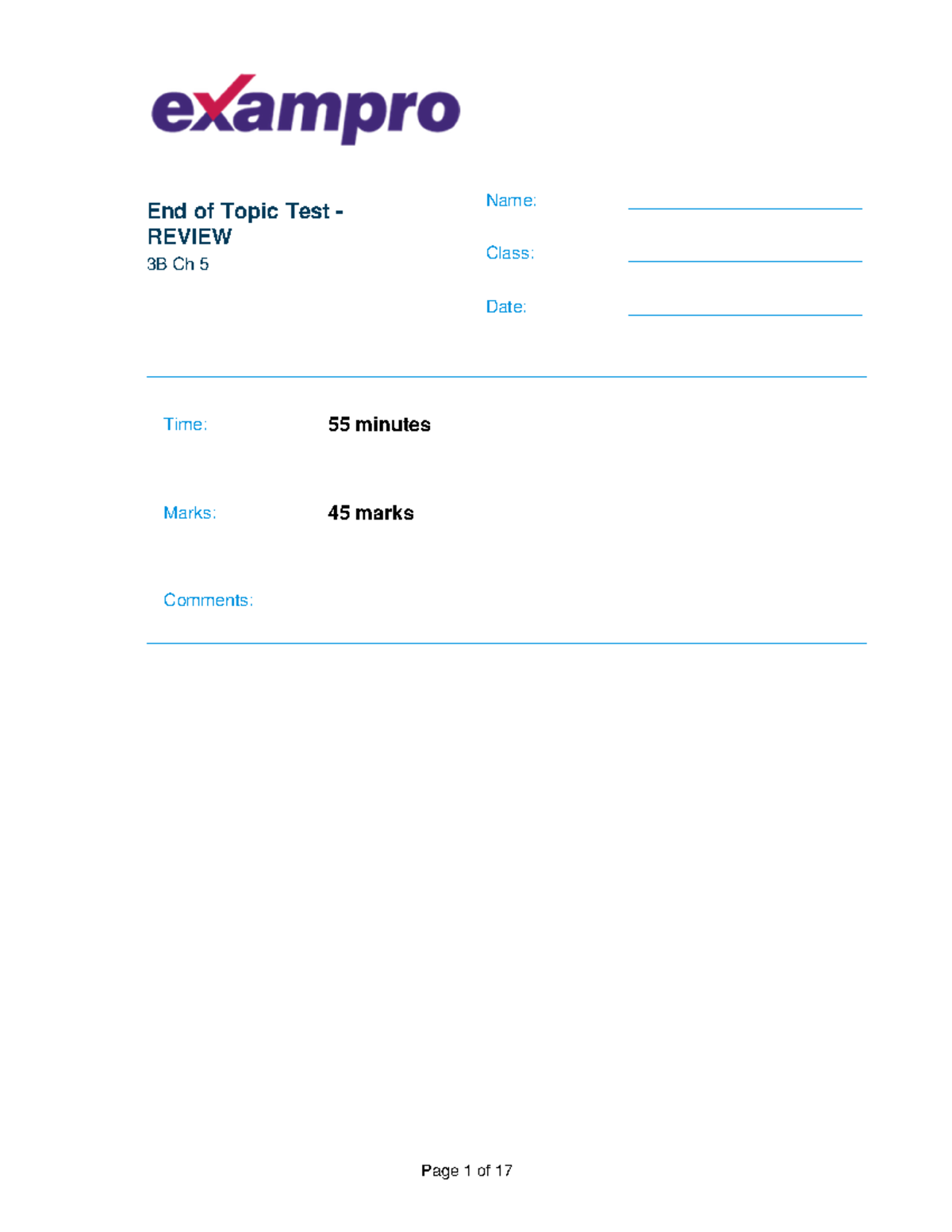 3B Ch5 End of Topic Test - Review - End of Topic Test - REVIEW 3B Ch 5 ...
