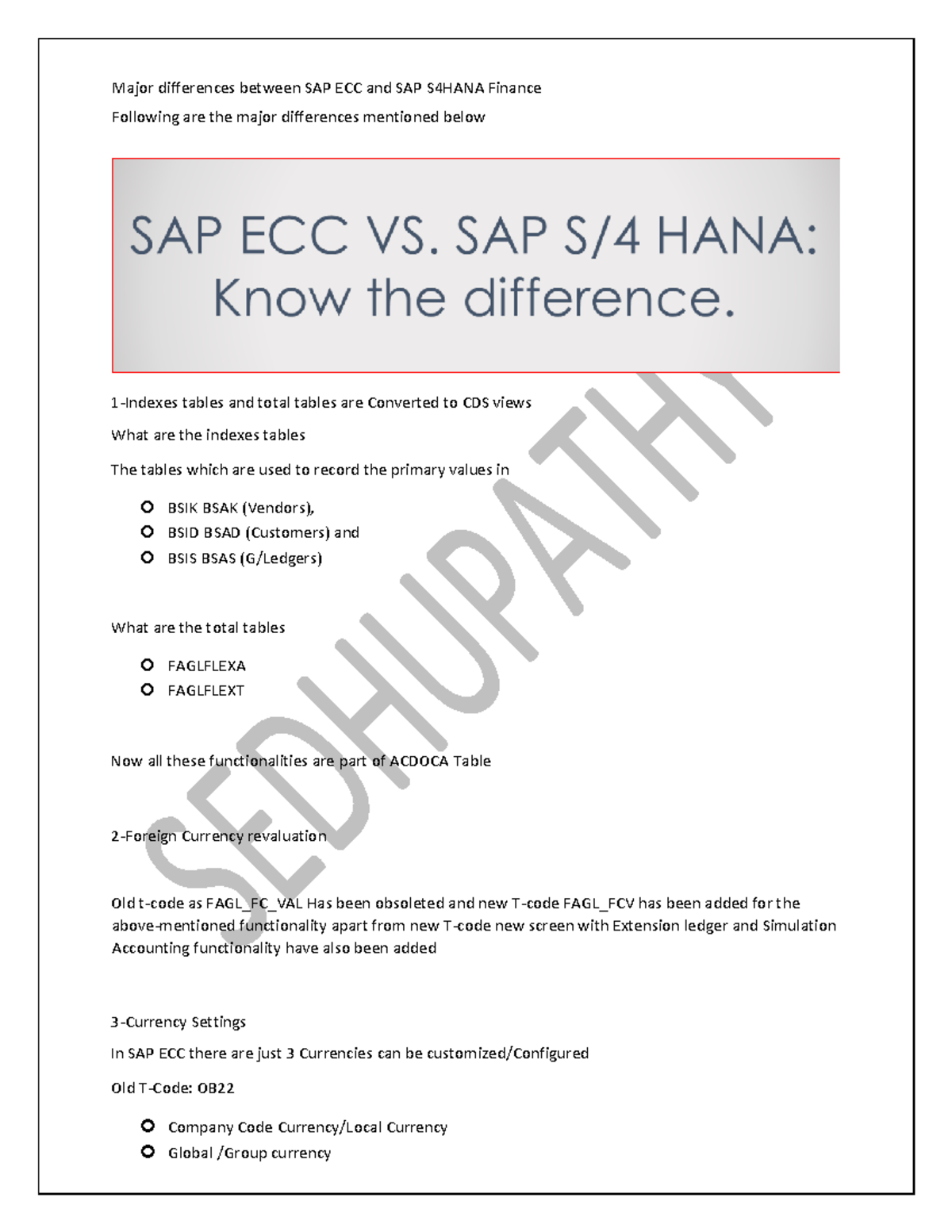 SAP HANA vs ECC - Major differences between SAP ECC and SAP S4HANA ...