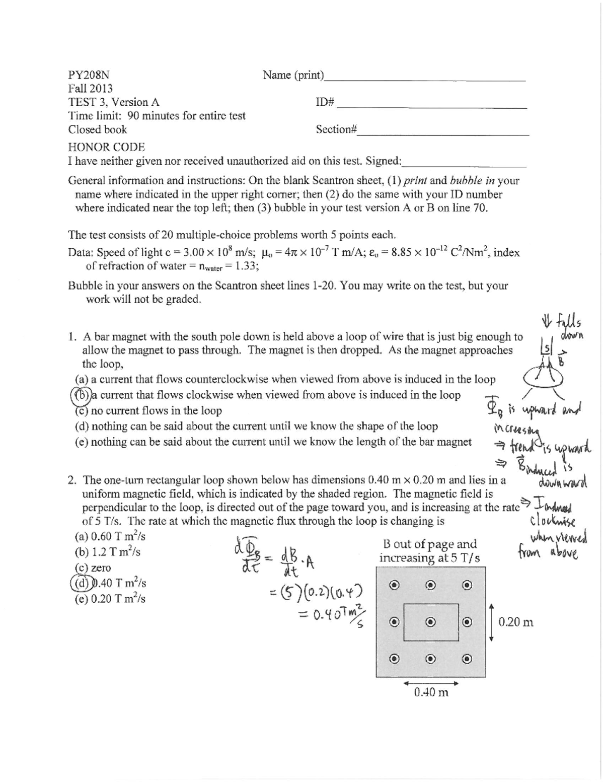 Prac Sol 3E - physics 2 practice test E for test 3 problems - PY 208 ...