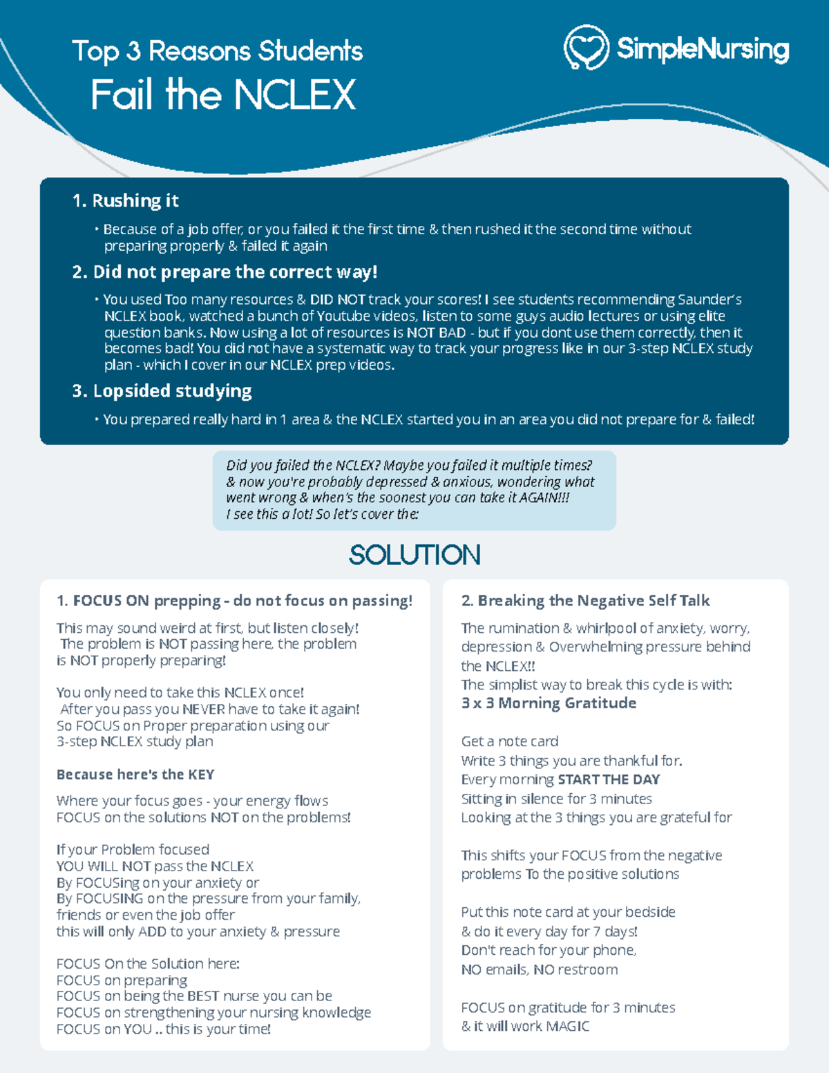 Top reasons for Nclex Failure - Top 3 Reasons Students Fail the NCLEX 1 ...