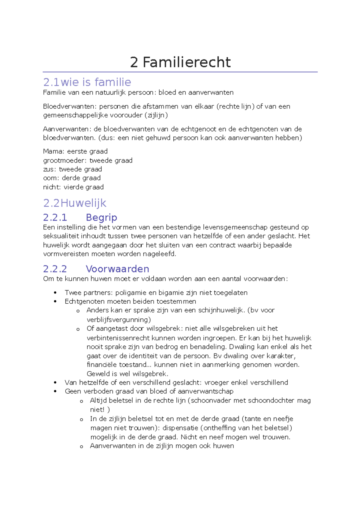 Familierecht - (dus: een niet gehuwd persoon kan ook aanverwanten ...