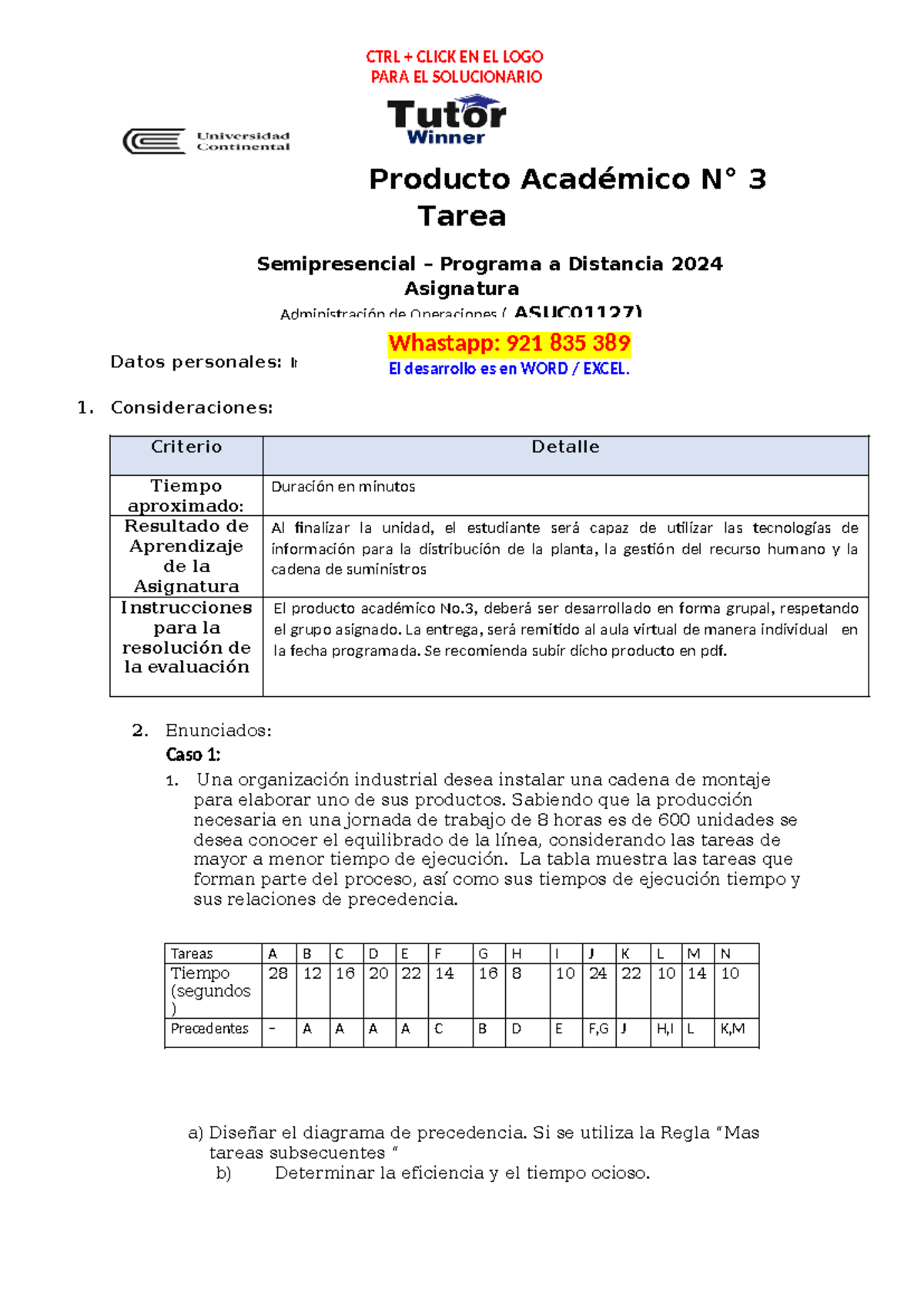 TW- Administracion DE Operaciones PA3 - Feb 2024 - Producto Académico N° 3 Tarea Semipresencial ...