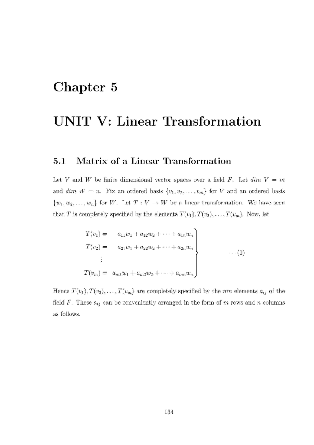Unit -5 Linear Transformation - Real Analysis - Studocu