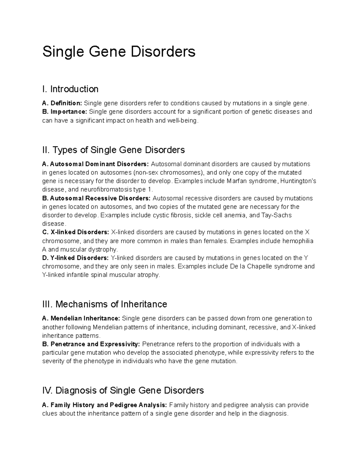 Pathophysiology (NUR 322) Lecture 8 - Single Gene Disorders - Single ...