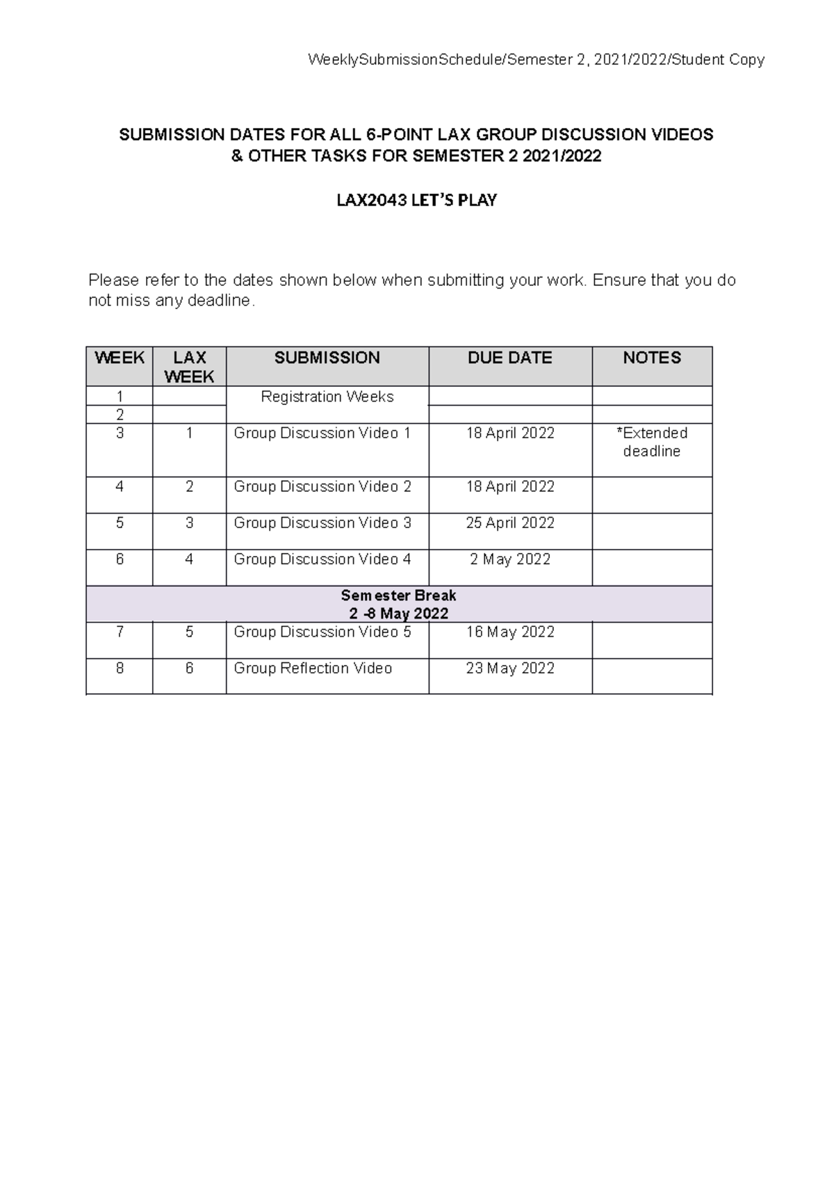 LAX2043 LETS PLAY Weekly Submission Schedule std copy ...
