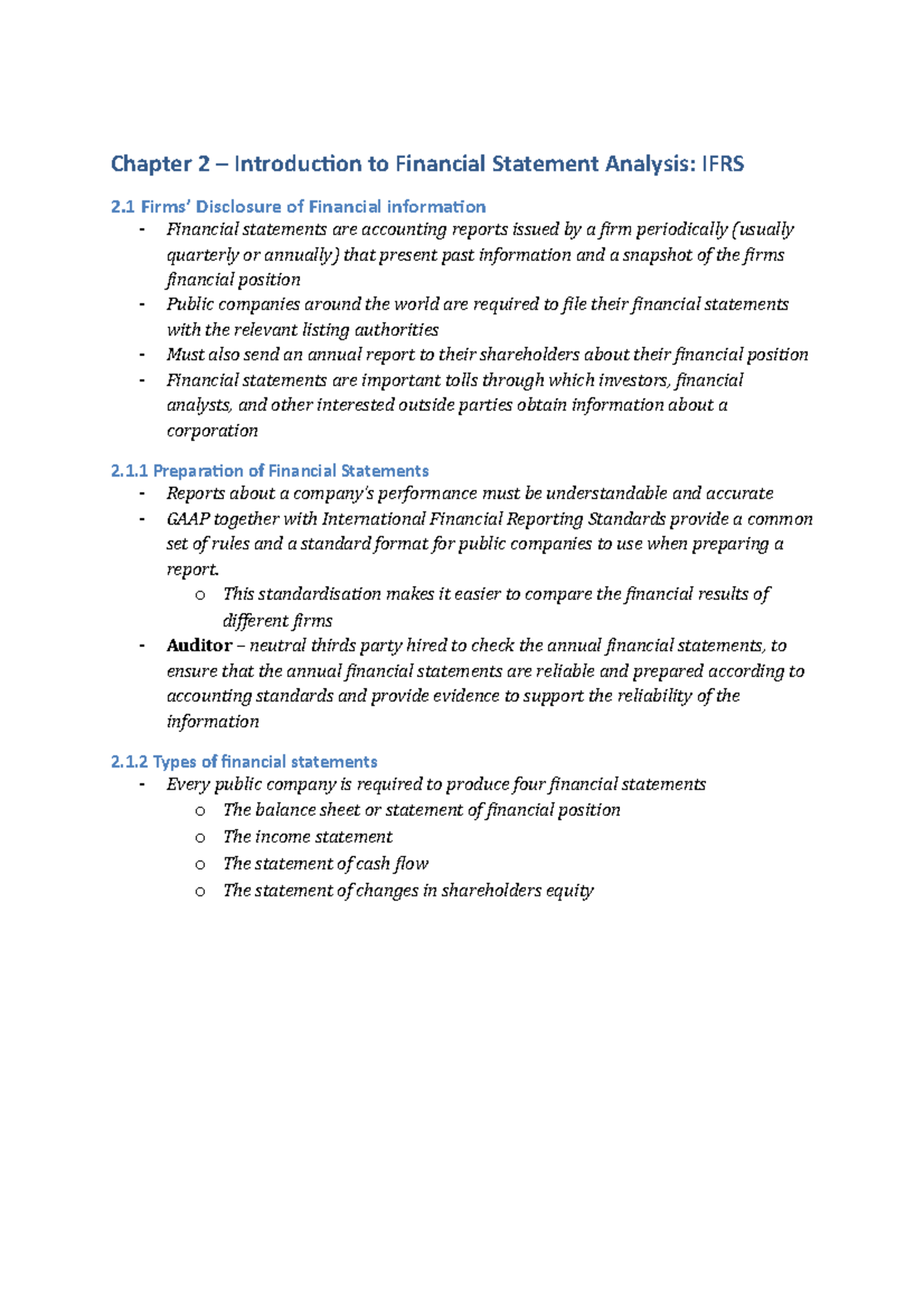 Chapter 2 – Introduction to Financial Statement Analysis - Chapter 2 ...