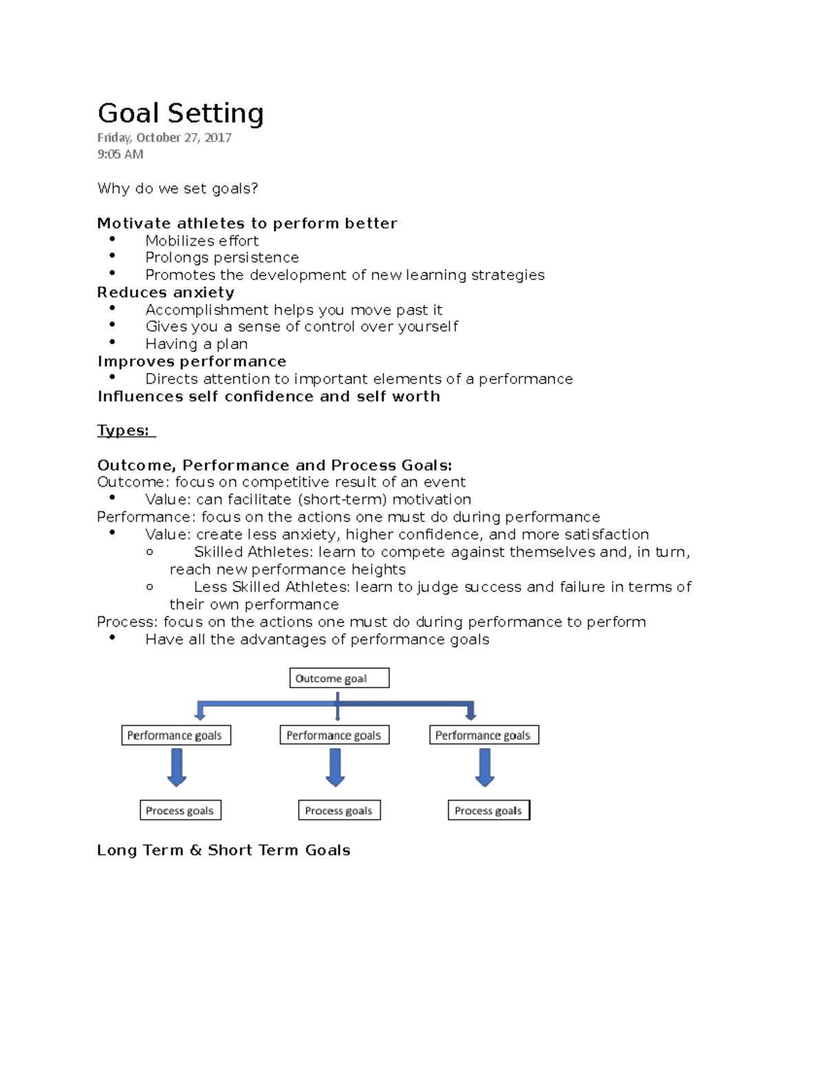 Goal Setting - Lecture notes all - Goal Setting Friday, October 27 ...
