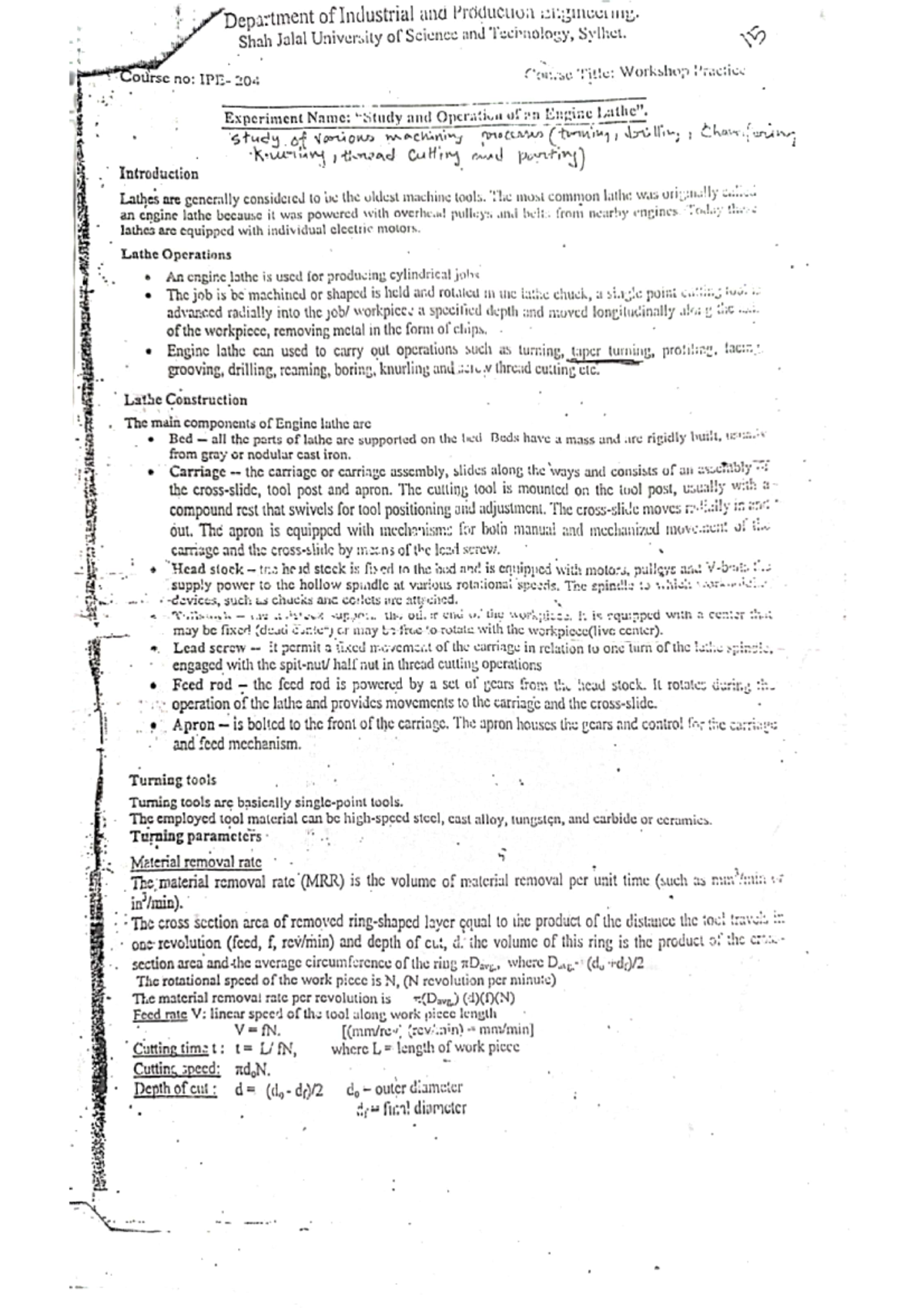 IPE Workshop 3 Lab manual - Engineering Mechanics - Studocu