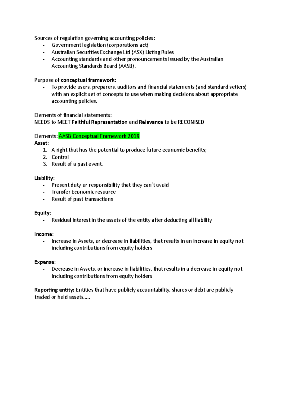 Exam notes ACCT2011 - Sources of regulation governing accounting ...