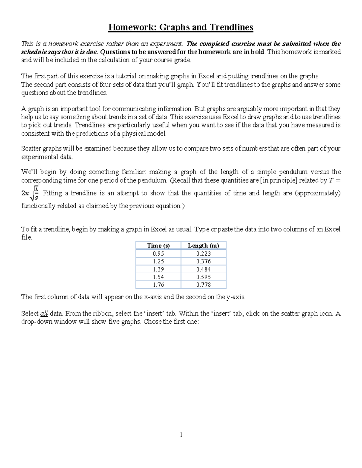 07.0 Graphs and Trendlines - Homework: Graphs and Trendlines This is a ...