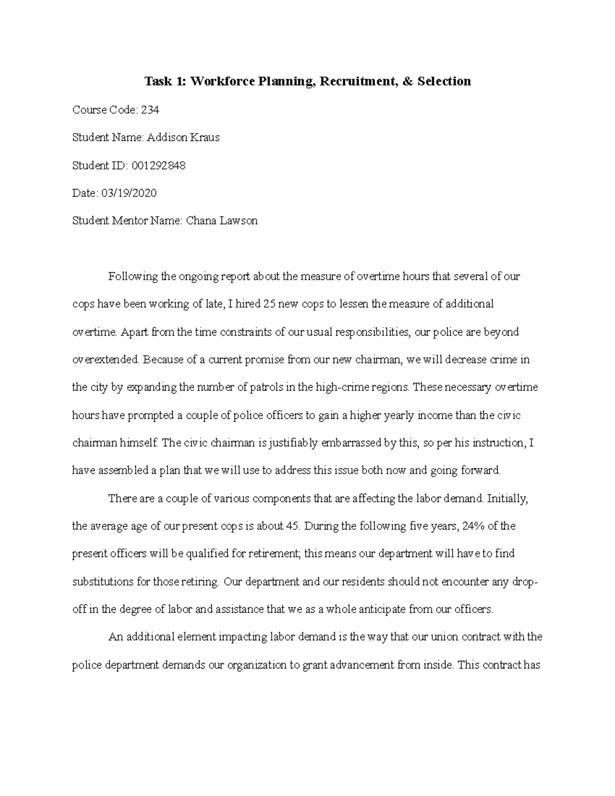 Task 1 - This is task 1 for the performance assessments of the class ...