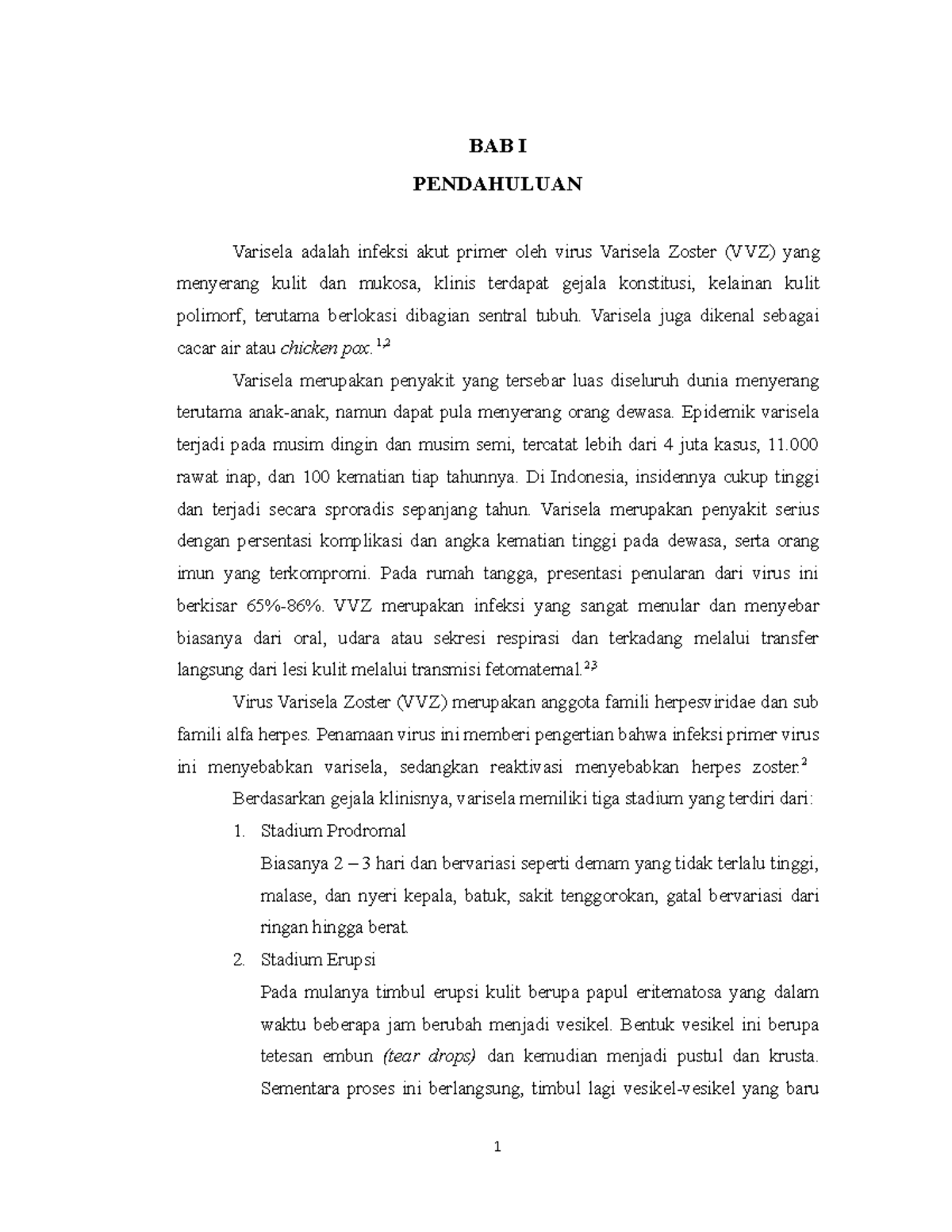 Dokumen tips laporan kasus varicella - BAB I PENDAHULUAN Varisela ...