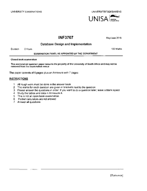 database and design implementation - INF3707 - Studocu