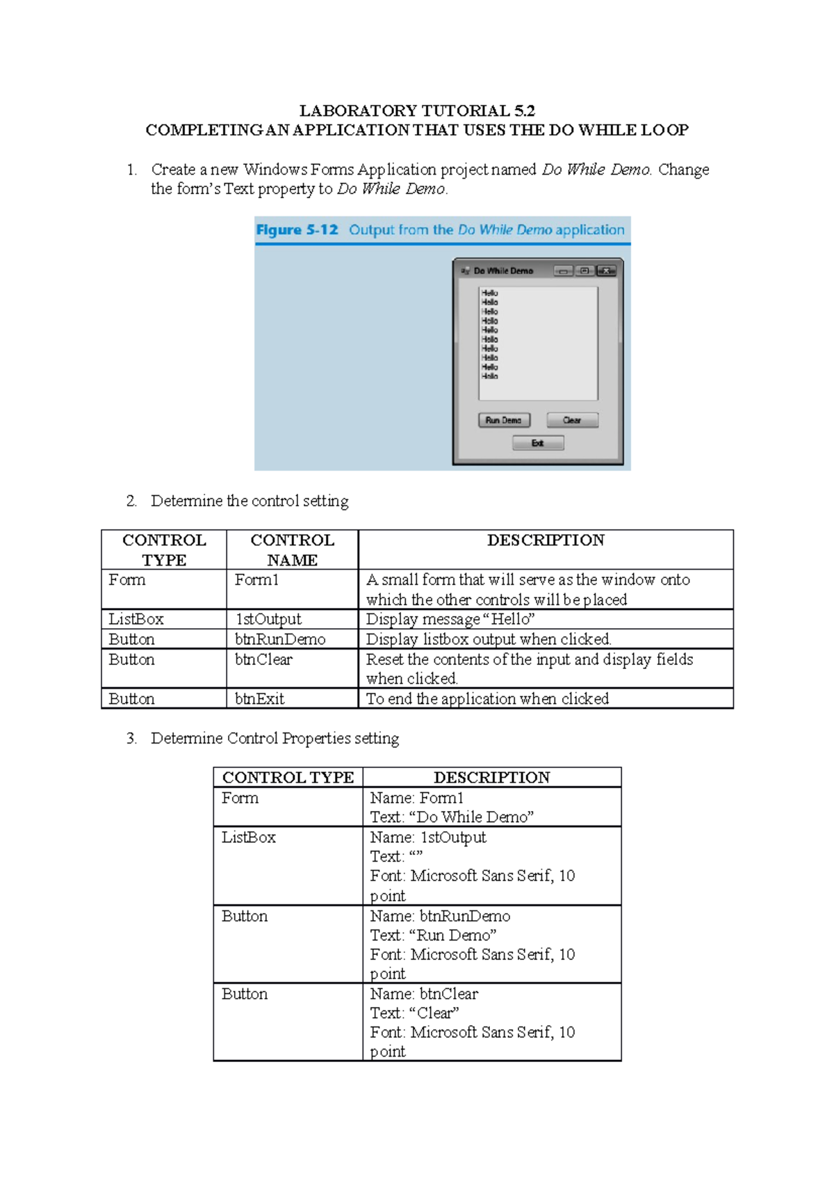 Tutorial 5 2 Completing An Application That Uses The Do While Loop Laboratory Tutorial 5 