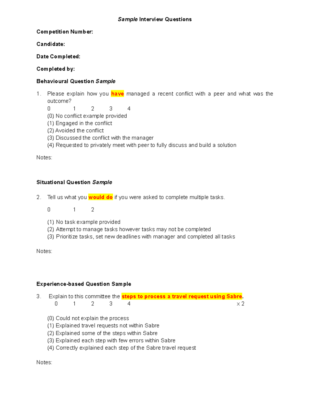 Sample Interview Questions - Sample Interview Questions Competition ...