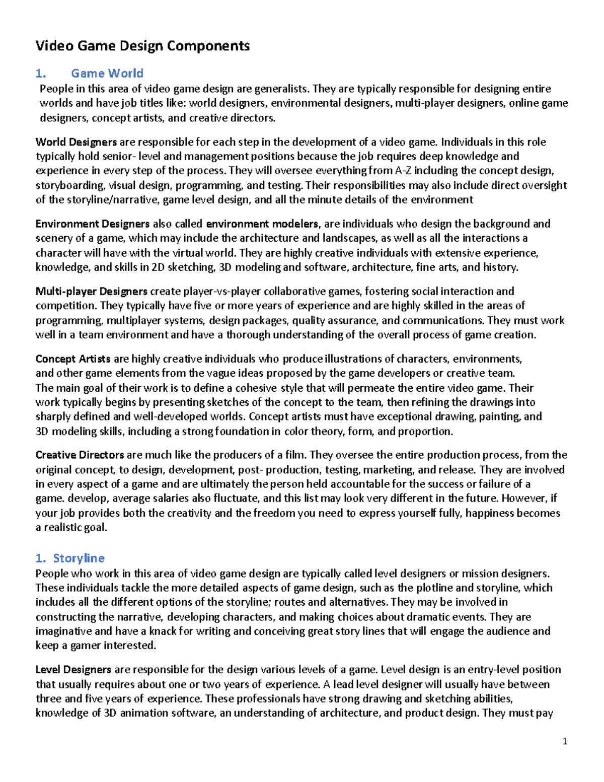 Game Design Components - Game World People in this area of video game ...