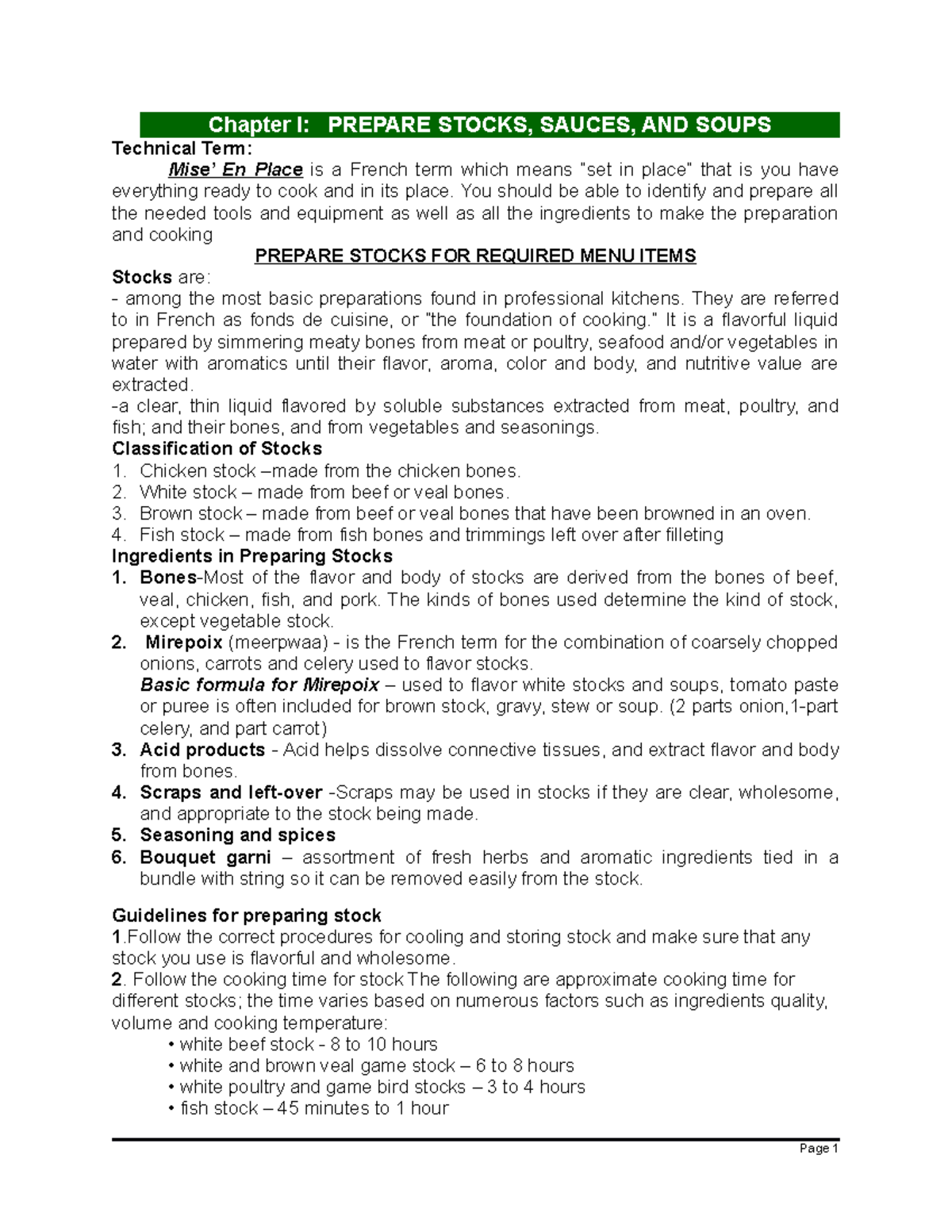 SHS Cookery 2 - among the most basic preparations found in professional ...