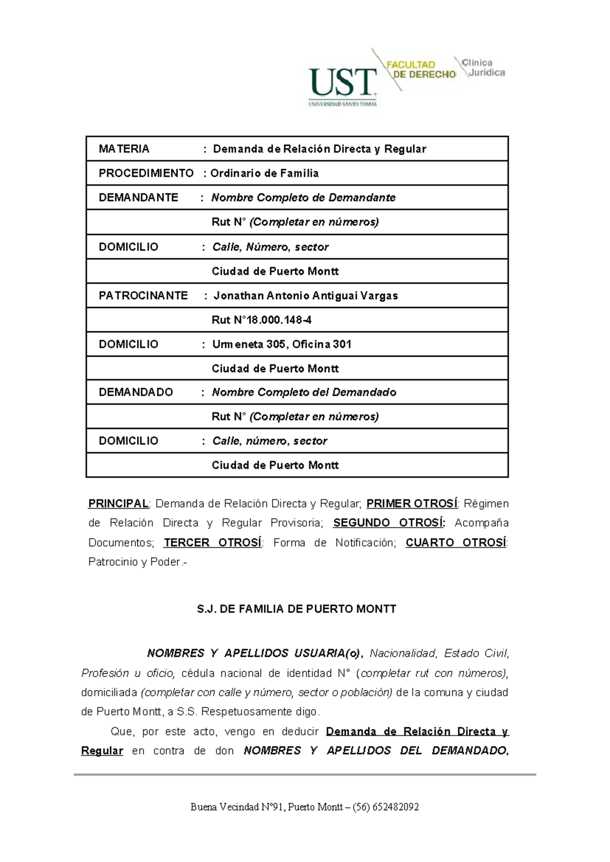 Modelo Demanda de Relación Directa Y Regular - MATERIA : Demanda de ...
