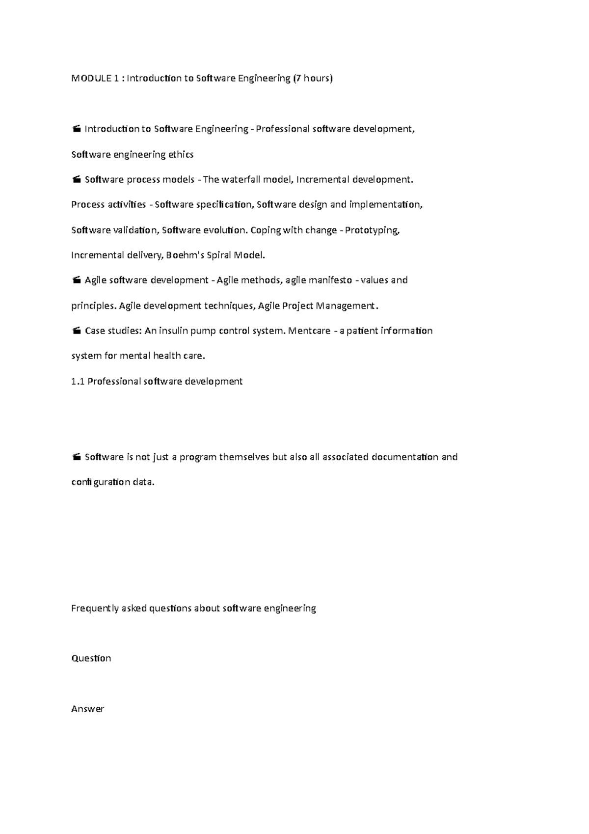 Module 1 MSS - MODULE 1 : Introduction to Software Engineering (7 hours ...