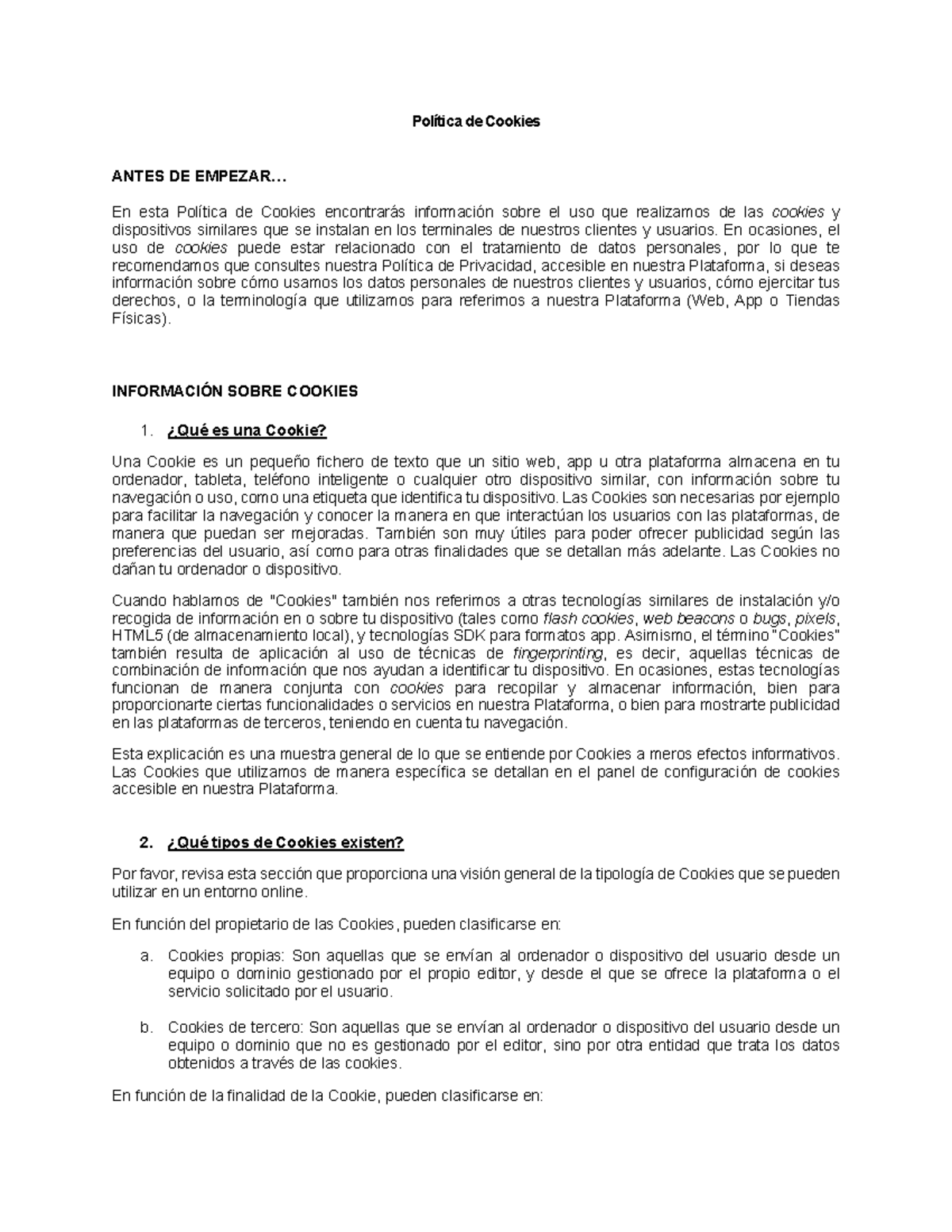 Cookies-policy-es ES-202010 28 - Política de Cookies ANTES DE EMPEZAR ...