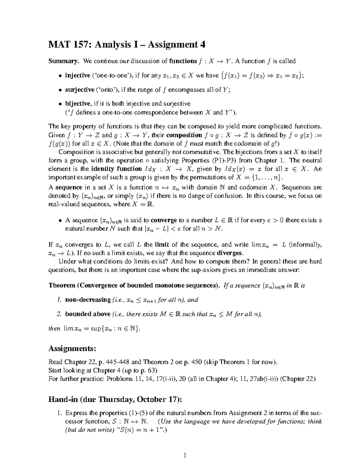 B4 - The problem set 1 for Mat157 2024/2025 year - MAT 157: Analysis I ...