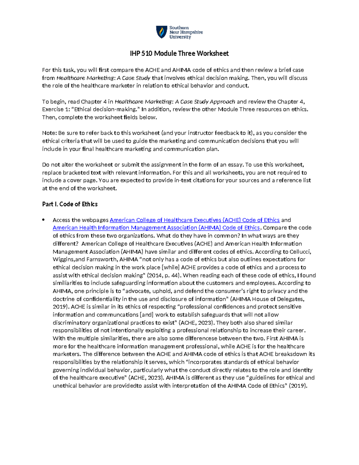 3-2 IHP 510 Module Three Worksheet - IHP 510 Module Three Worksheet For ...