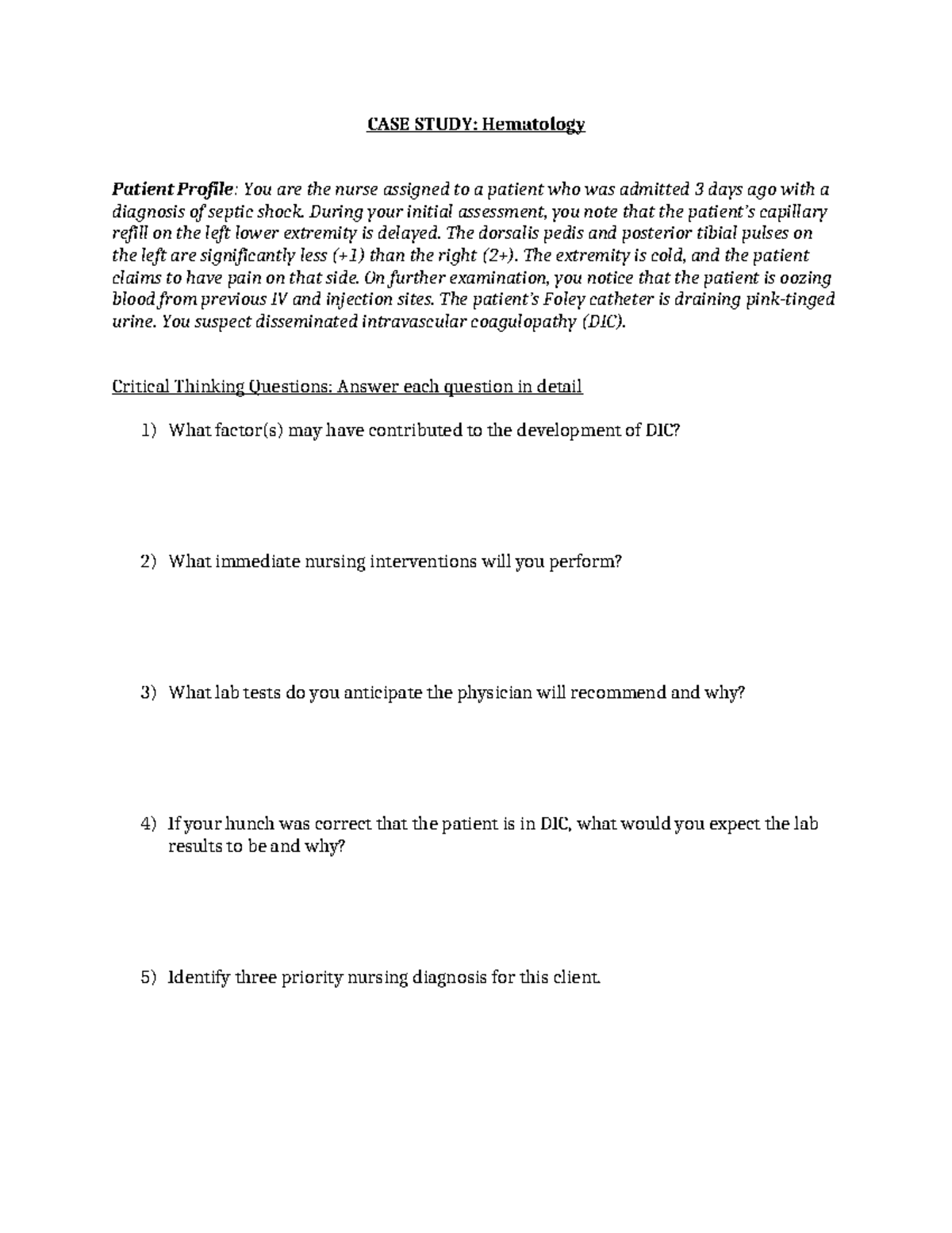 Week 4 Case Study - Hematology - CASE STUDY: Hematology Patient Profile ...