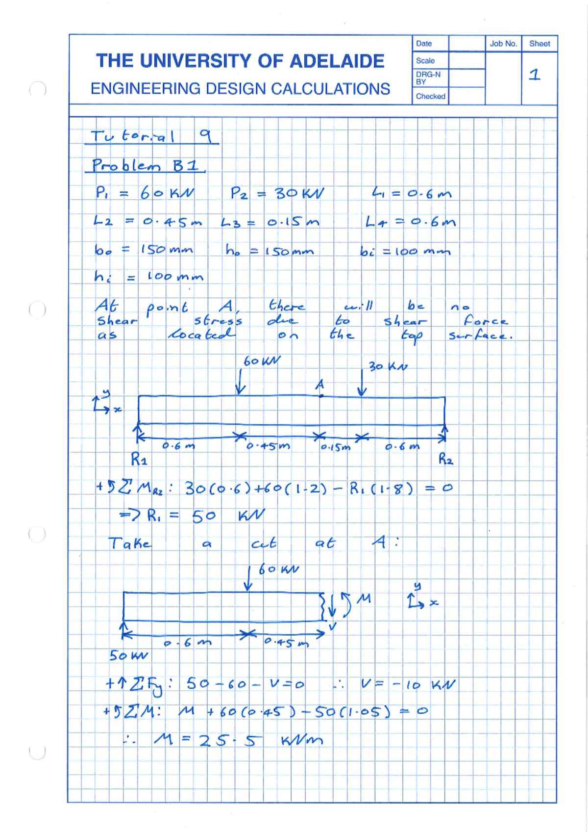 SAD Tutorial 9 Solutions 2024 - Date Job No. Sheet THE UNIVERSITY OF ...