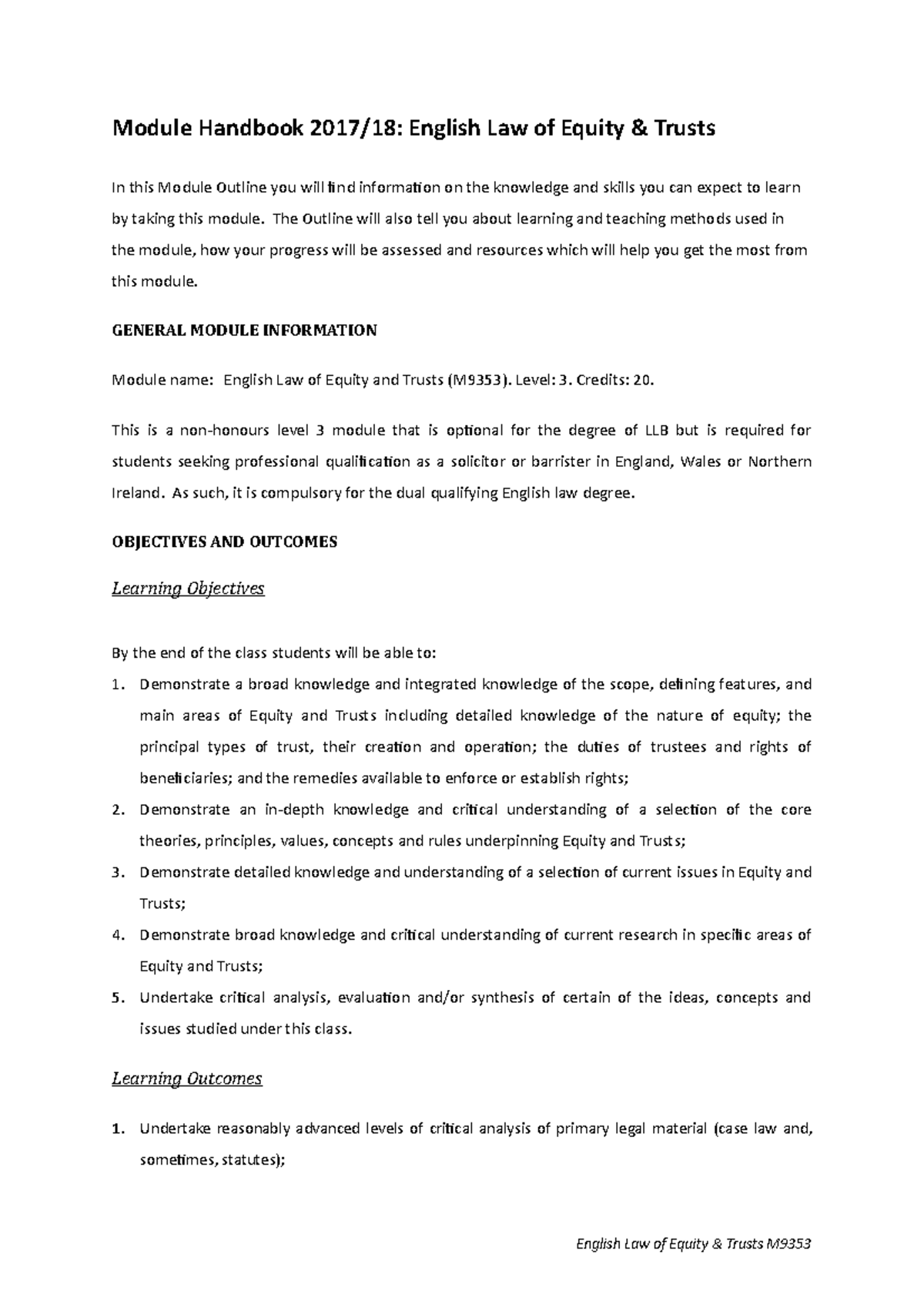 ET Class Handbook 2017 18 - Module Handbook 2017/18: English Law of ...
