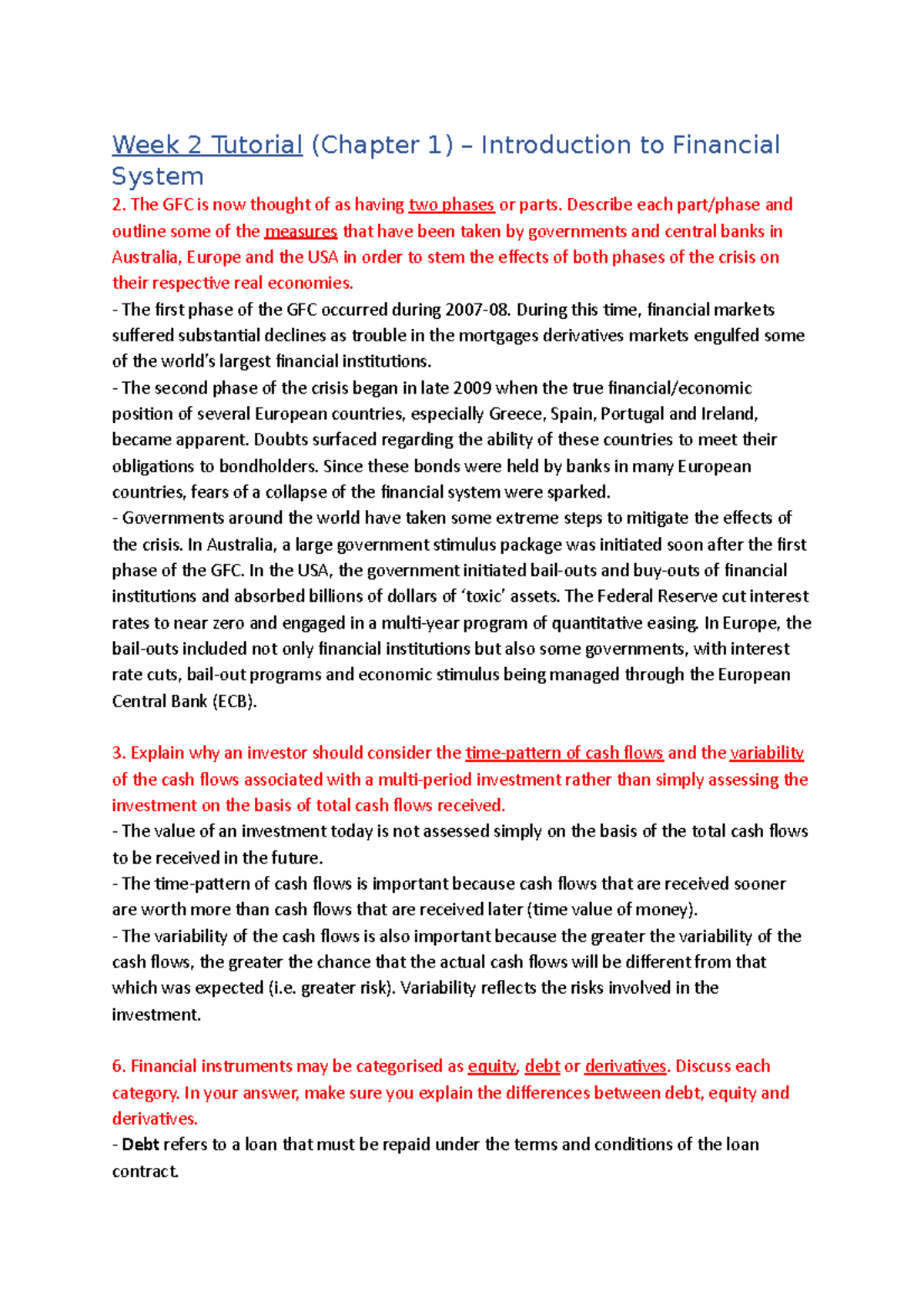 (1) FINS Tute Qs - Week 2 Tutorial (Chapter 1) – Introduction to ...