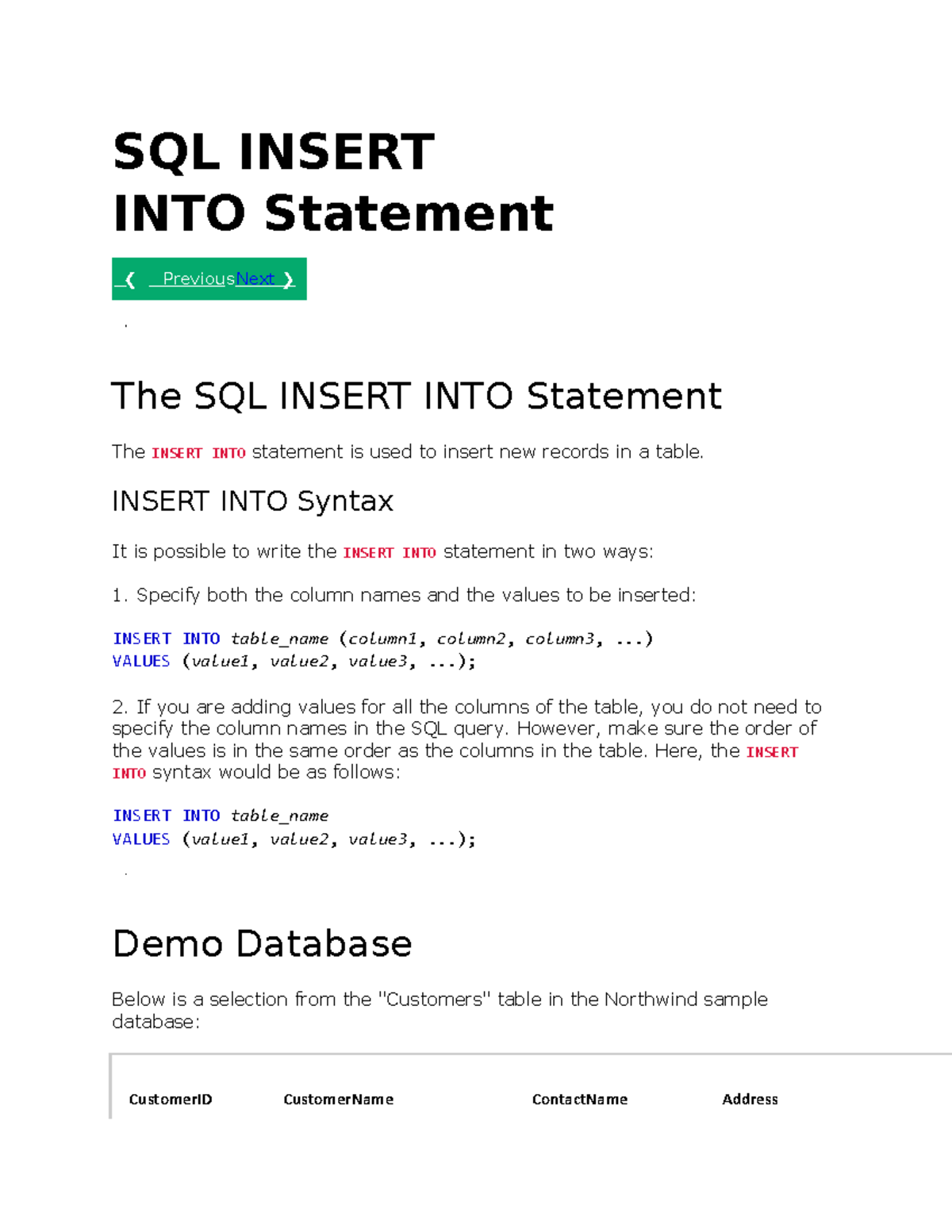 SQL Responsive - Sir Aqeel NOTres - SQL INSERT INTO Statement PreviousNext The SQL INSERT INTO ...