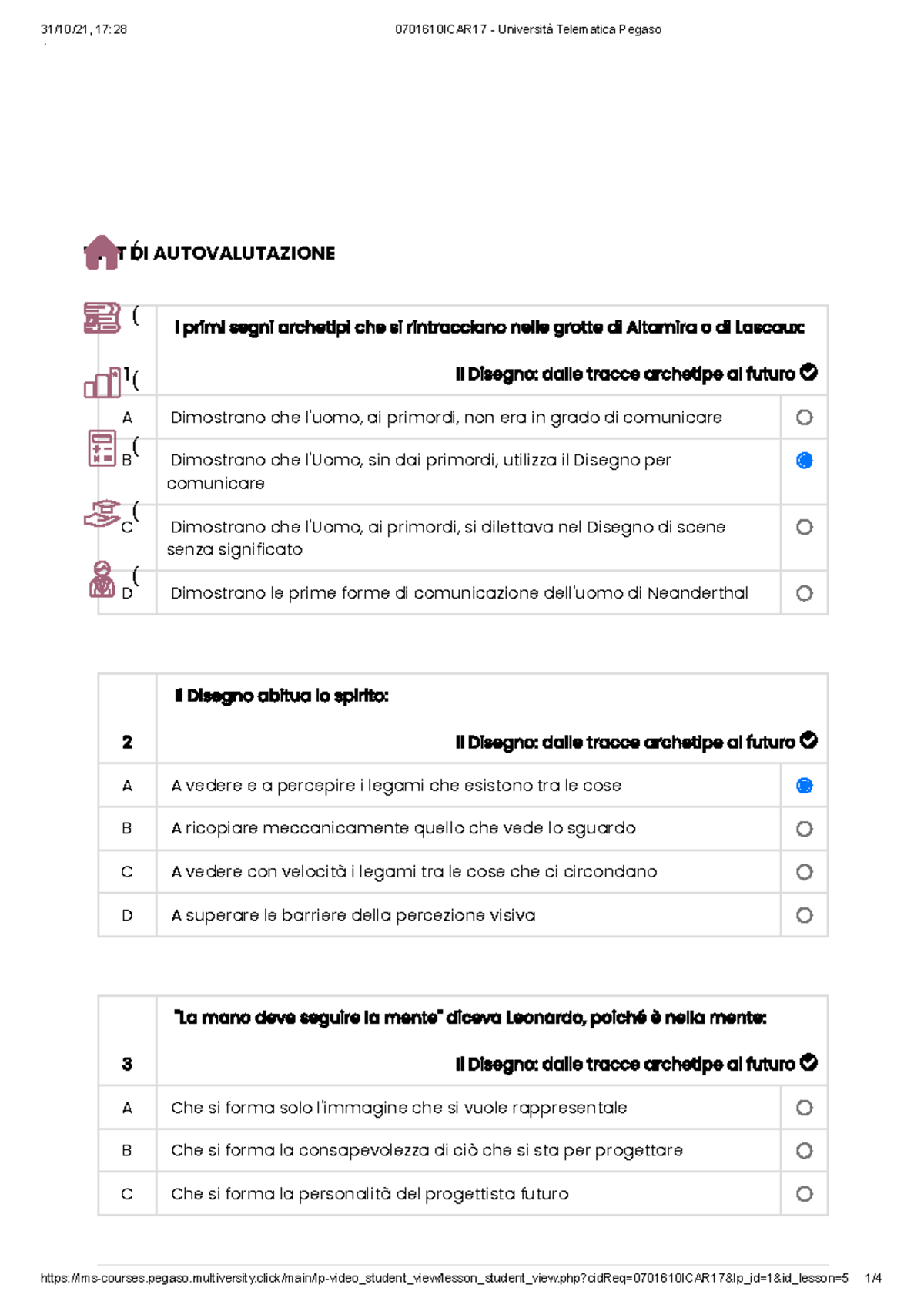 1 - test fine modulo 1.1 - TEST DI AUTOVALUTAZIONE 1 I primi segni ...