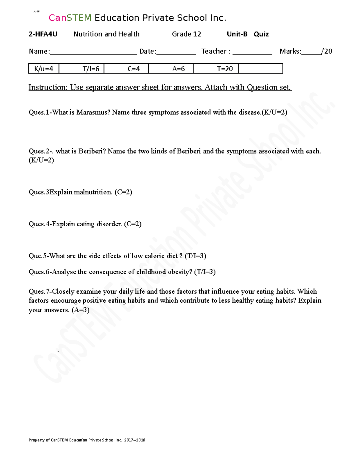 Copy of 2-Unit-B-Quiz - quiz for bio - CanSTEM Education Private School ...