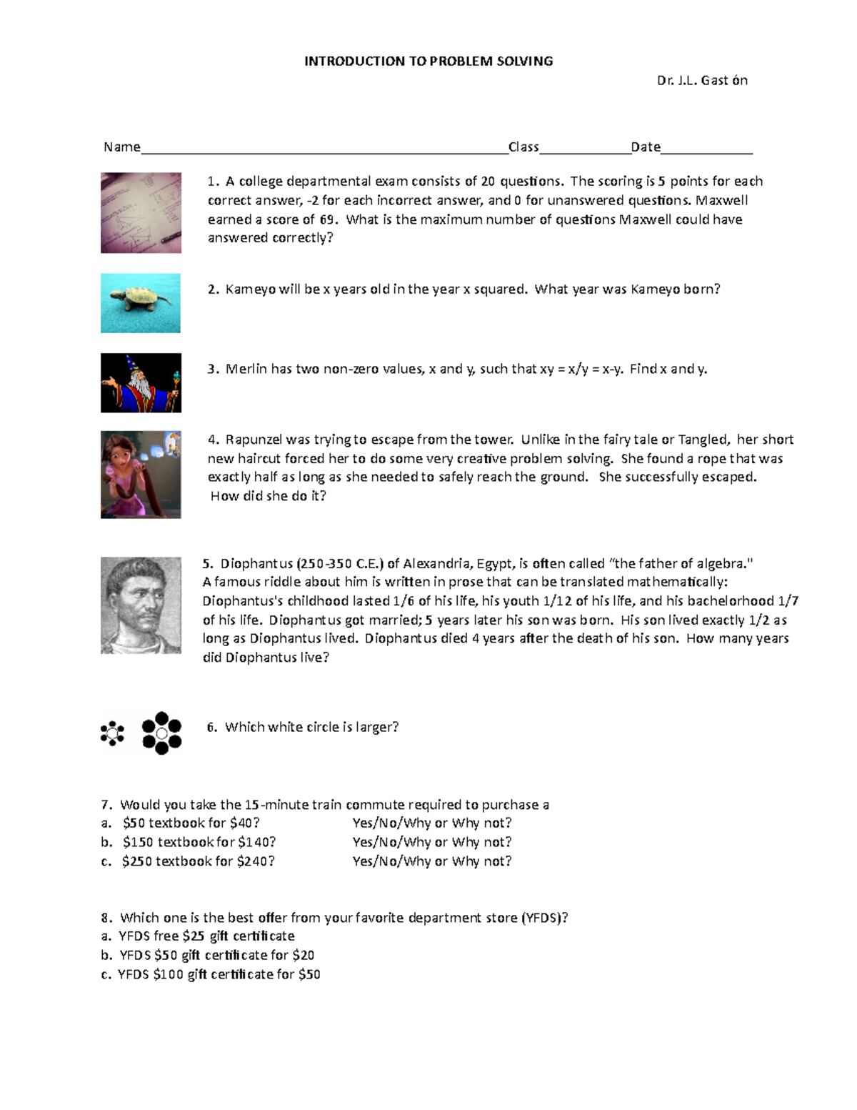 Problem Solving Intro Introduction To Problem Solving Dr J Gast ón