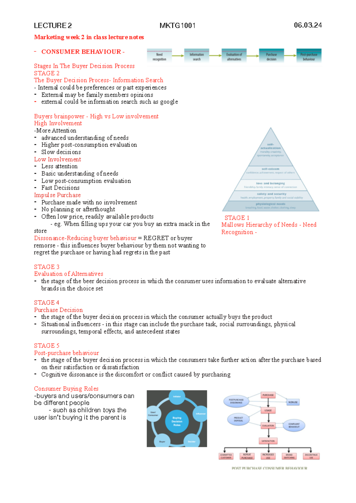 Lecture notes week 2 marketing - LECTURE 2 MKTG1001 06. Marketing week ...