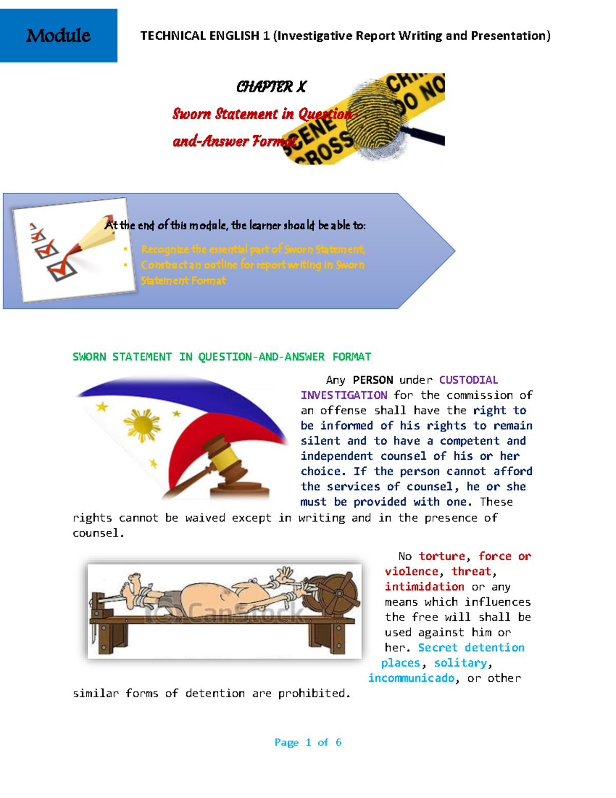 Chapter 10 - Sworn Statement Format - SWORN STATEMENT IN QUESTION-AND ...