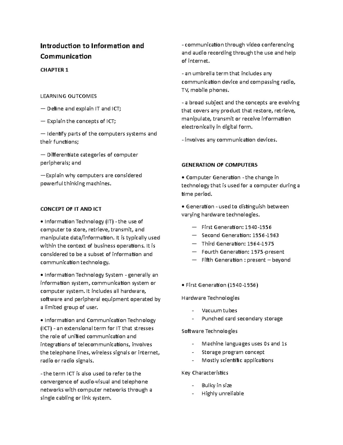 LITE Chapter 1 - Introduction to Information and Communication CHAPTER ...