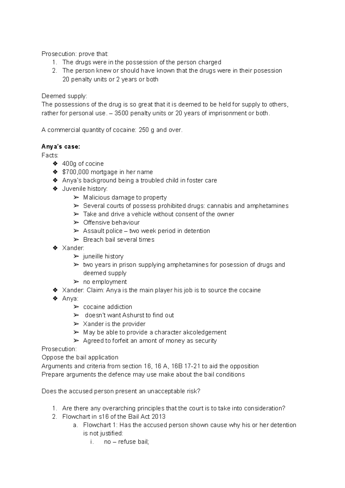 Bail problem question and answer - Prosecution: prove that: 1. The ...