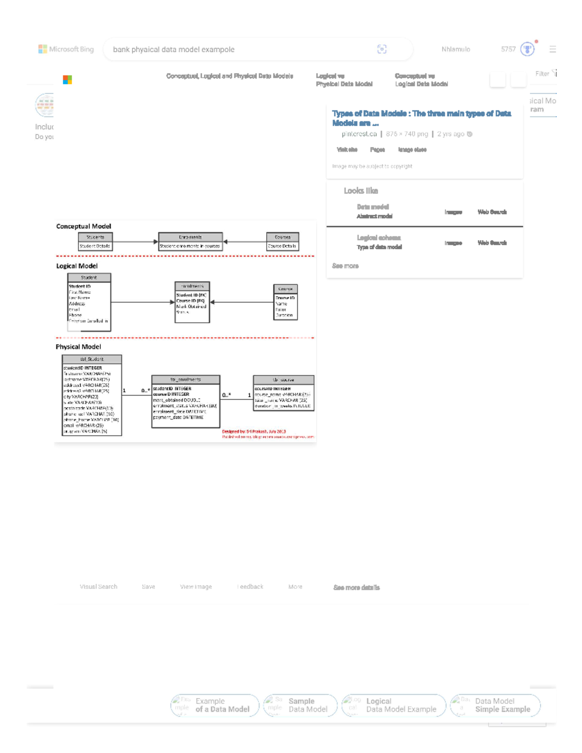 Homework - data model - Microsoft Bing bank phyaical data model ...