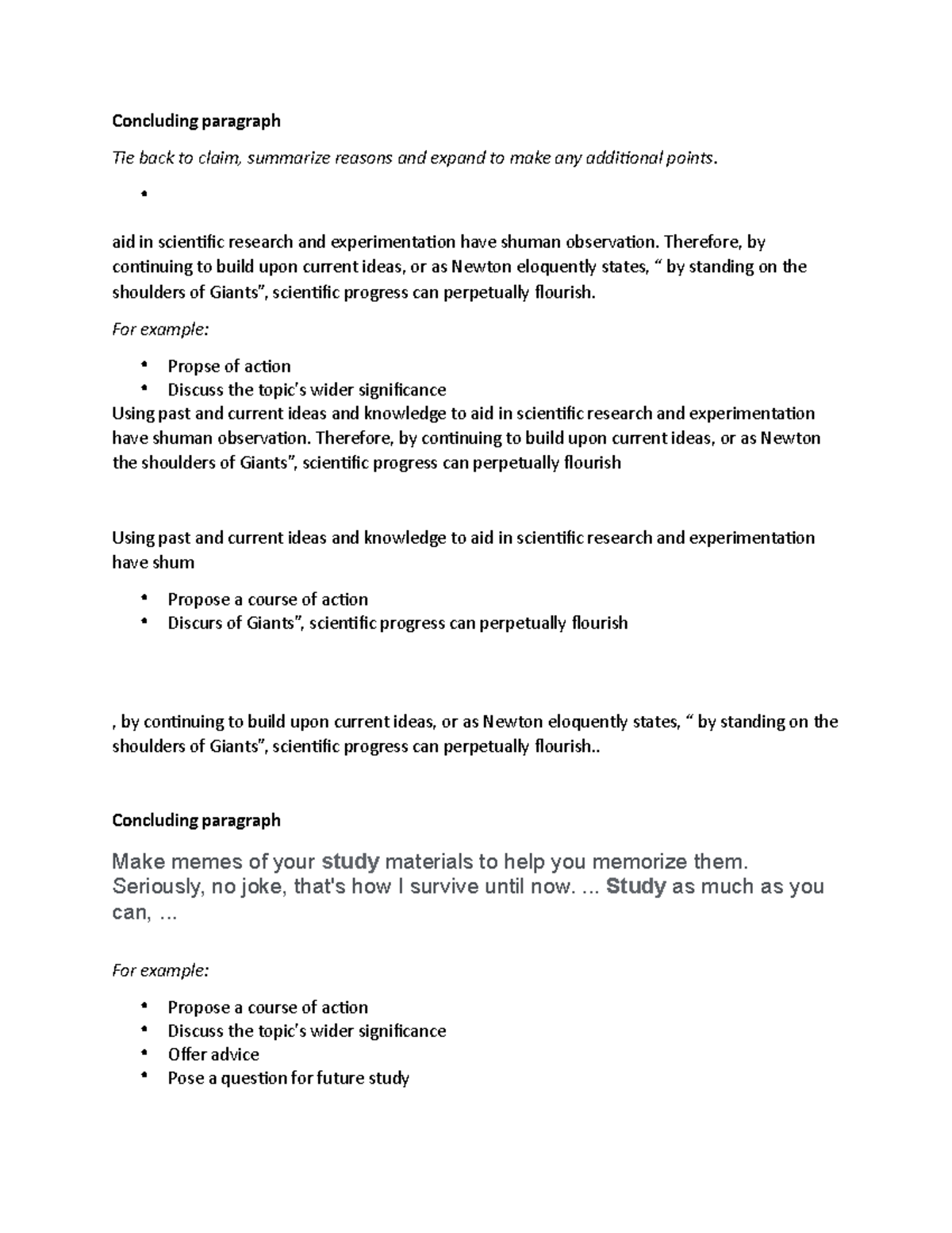 Review English Grammar Lecture Notes 2020 2021 Concluding Paragraph 
