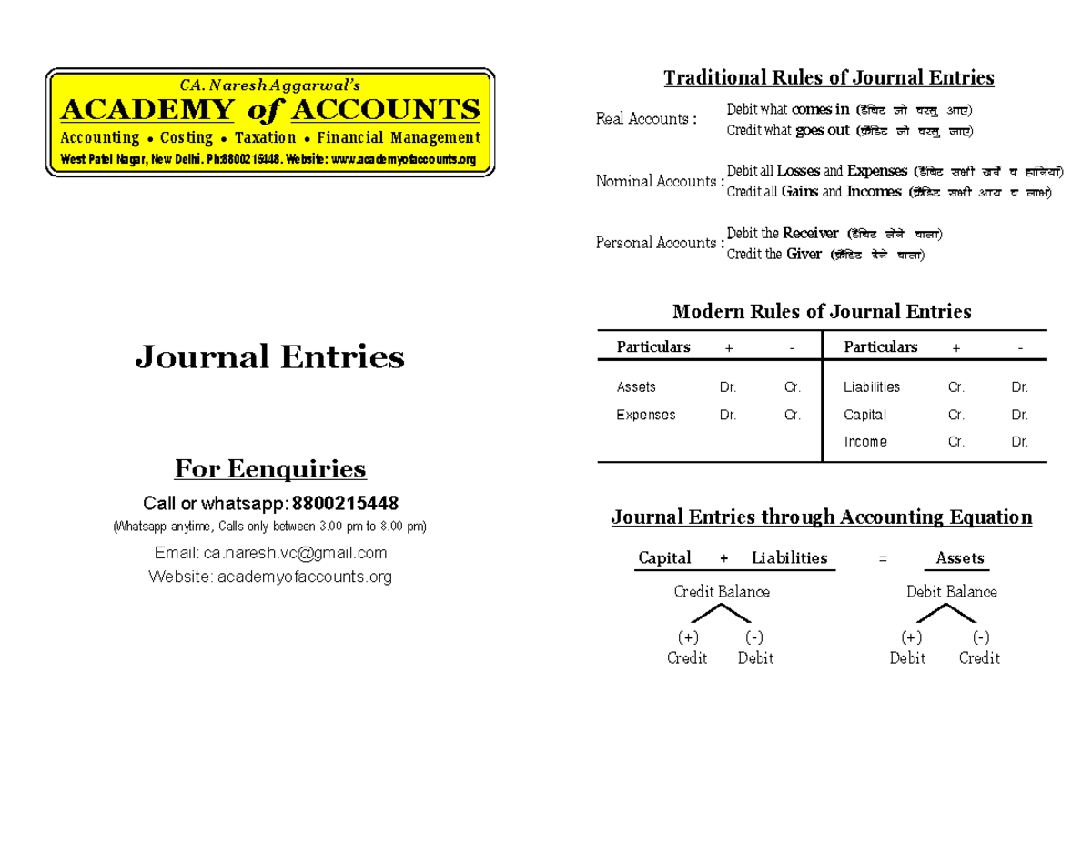 03 Journal Entries - Nice material - ####### CA. Naresh Aggarwal’s ...