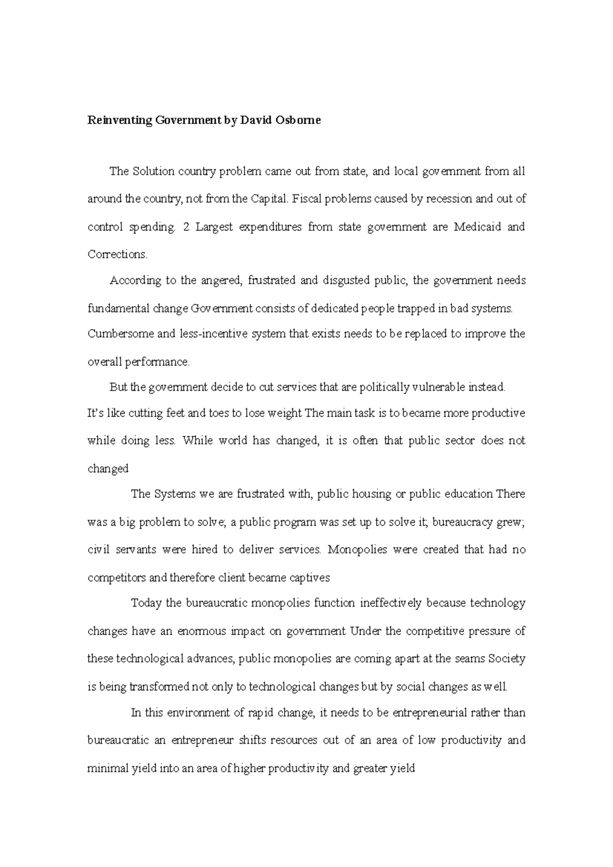 Birokrasi - tyrty - Reinventing Government by David Osborne The ...