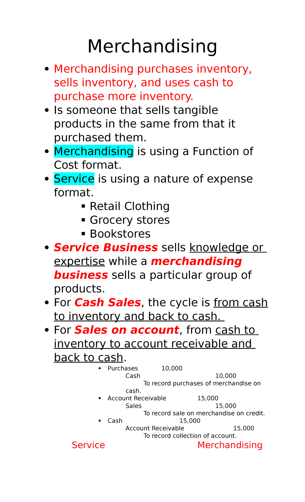 P2 Notes Merchandising - Merchandising Merchandising purchases ...