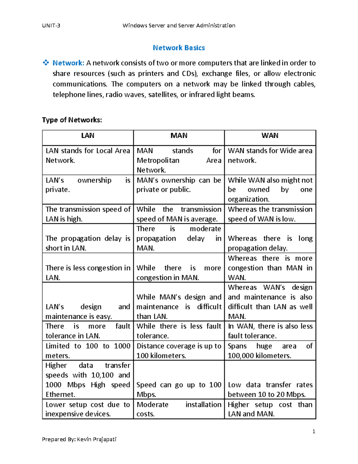 Module 3 1 - 1 Network Basics Network: A network consists of two or ...